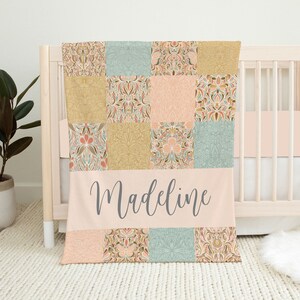 Boho Crib Bedding Set Girl, Crib Sheets Girl, Boho Floral Nursery ...