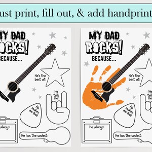 Fathers Day Handprint Art, My Dad Rocks Printable Fathers Day Craft ...