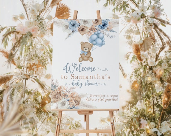 Teddy Bear Baby Shower Welcome Sign Baby Shower Sign Boy - Etsy