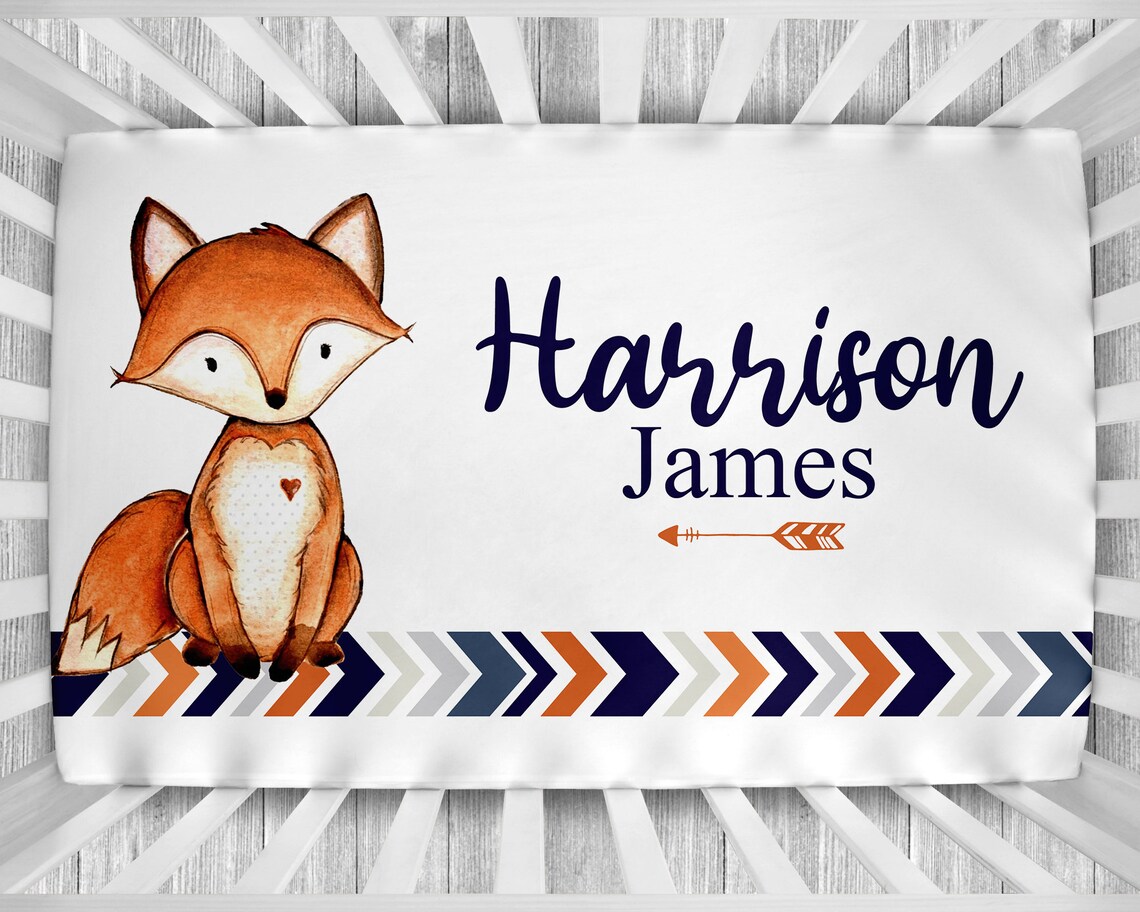 MINI Crib Bedding Set Boy Fox Crib Bedding Set Baby Boy Crib - Etsy