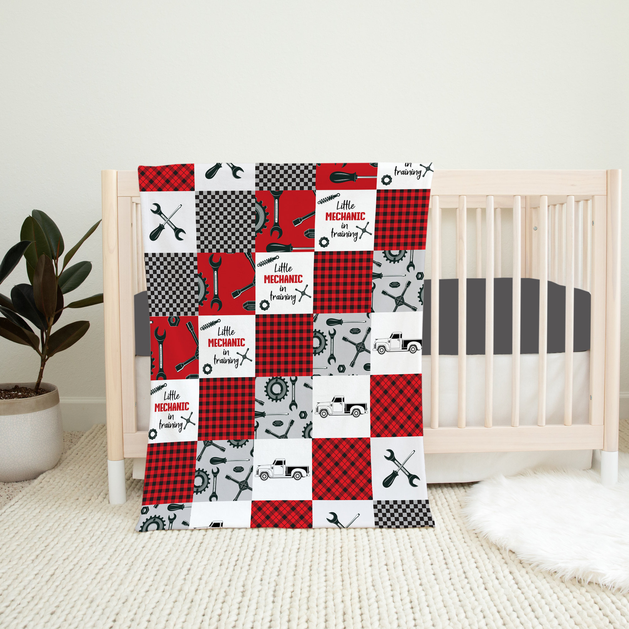 Mechanic Baby Blanket, Baby Boy Blanket, Mechanic Crib Bedding, Baby ...