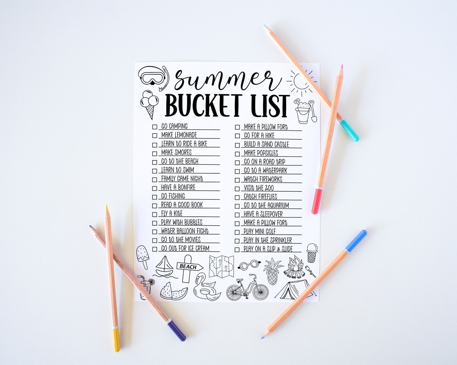 Editable Summer Bucket List Printable, Summer Break Bucket List ...