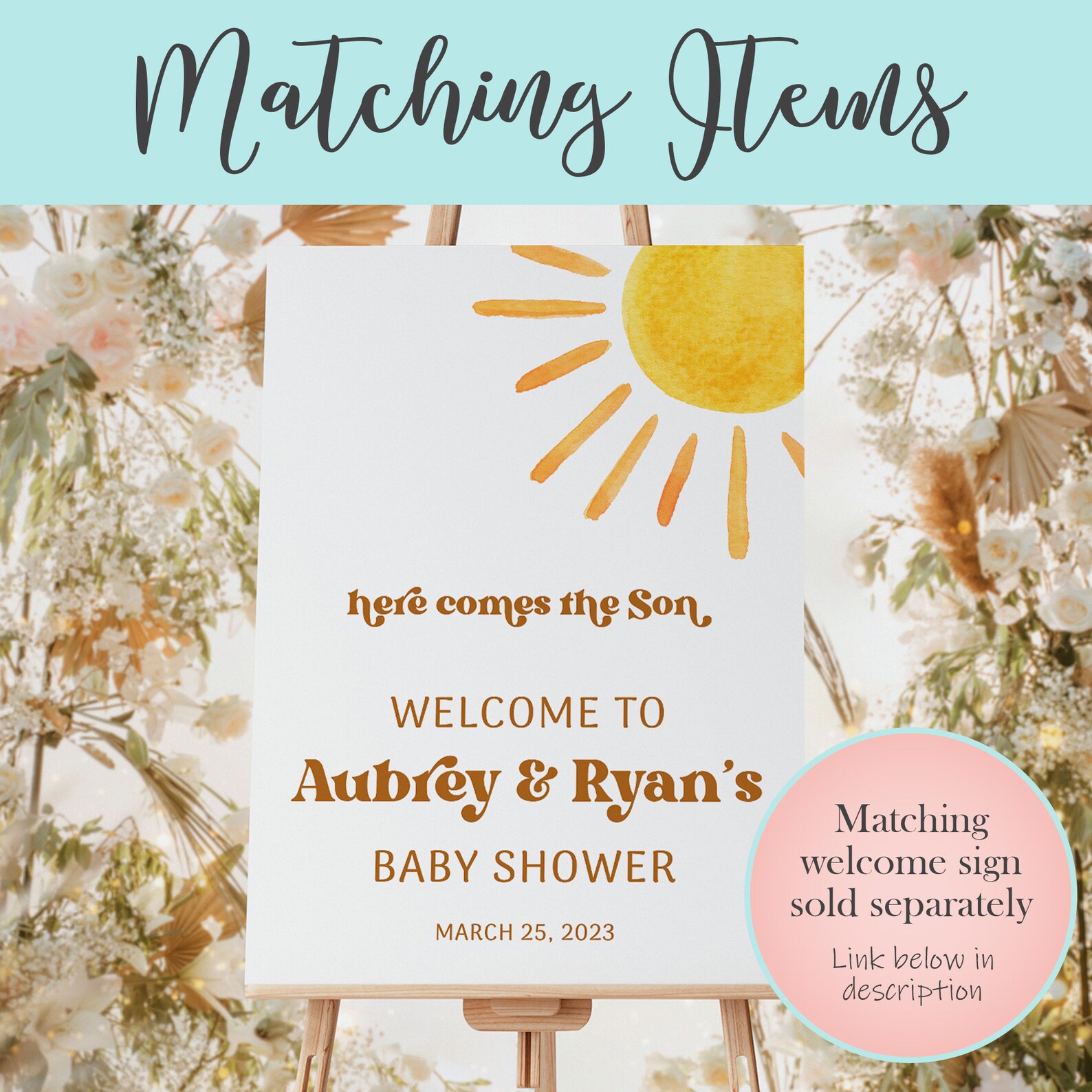 Sun Baby Shower Babies Are Sweet Sign, Here Comes the Son Baby Shower ...
