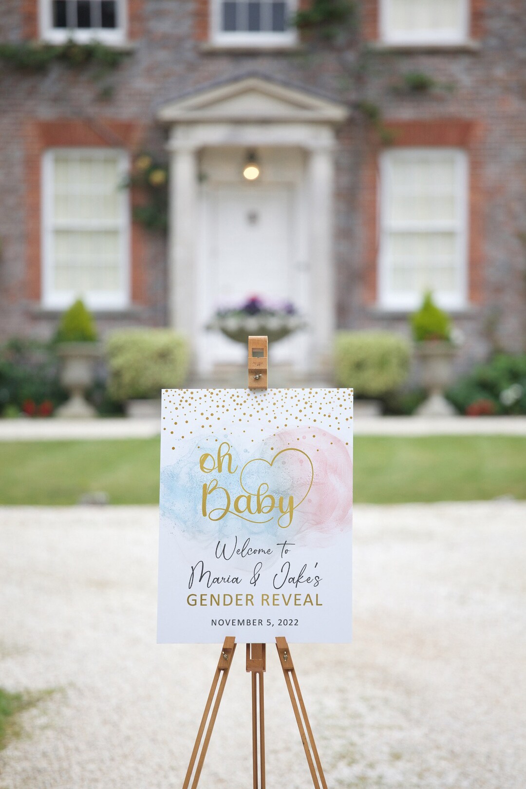 Gender Reveal Welcome Sign, Gender Reveal Party, He She Baby Reveal ...