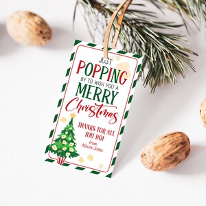 Popping by to Wish You A Merry Christmas Tag, Editable Christmas ...