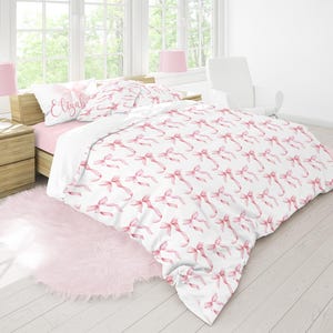 Coquette Bedding Set, Pink Bow Comforter, Bow Bedding Twin Bed, Girl ...