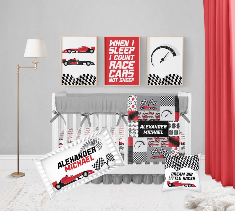 Race Car Crib Bedding Set, Baby Boy Crib Bedding Set, Race Car Nursery ...