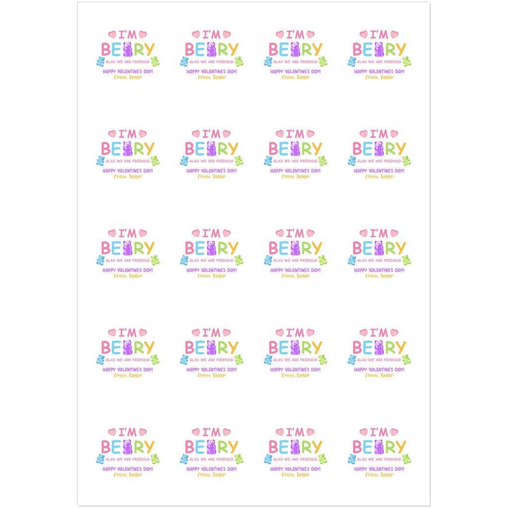 Valentine's Day Stickers, Gummy Bear Valentine Stickers, Personalized ...