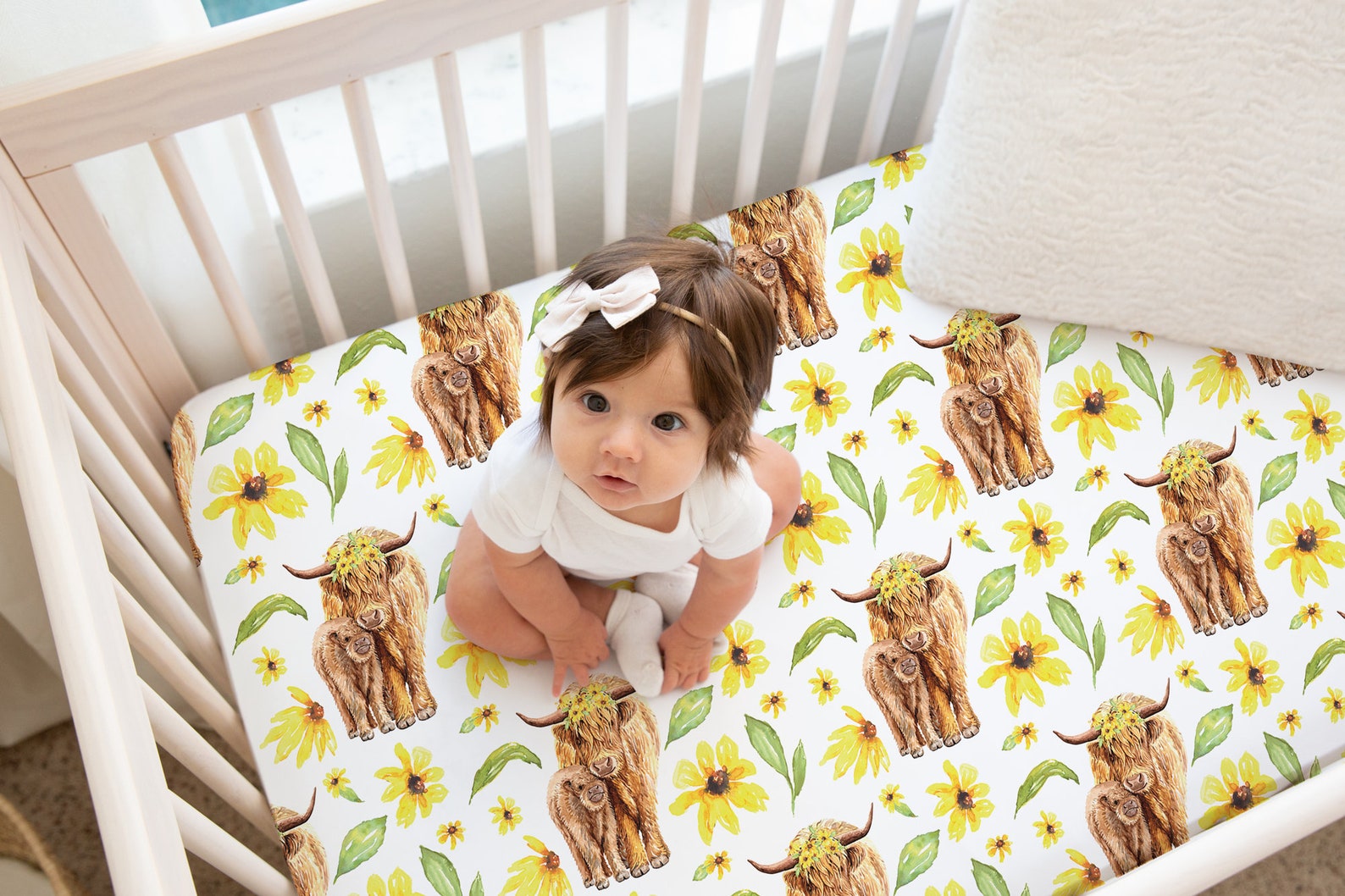 Baby Girl Crib Bedding Set Highland Cow Crib Bedding - Etsy