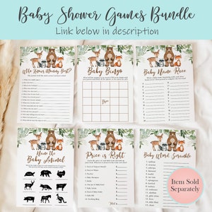 Woodland Baby Shower Bingo Cards, Baby Bingo Game, Woodland Baby Shower ...