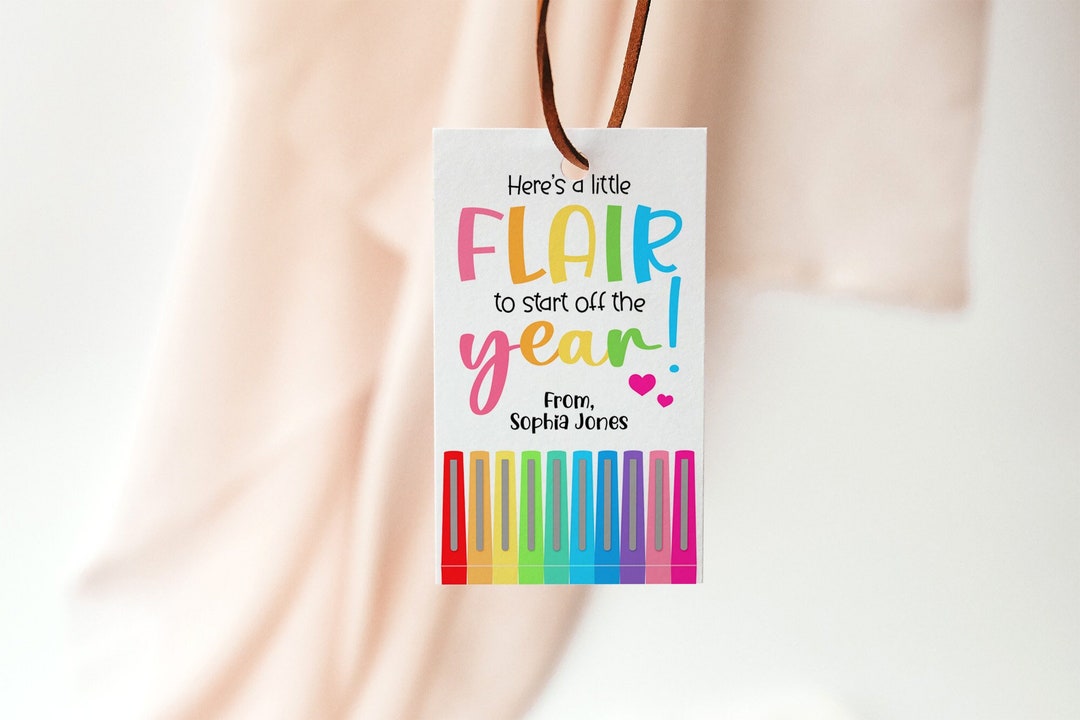 Back to School Teacher Gift Tag, Flair Pen Gift Tag, Printable Back to ...