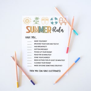 Editable Summer Screen Time Rules, Screen Time Checklist Printable ...