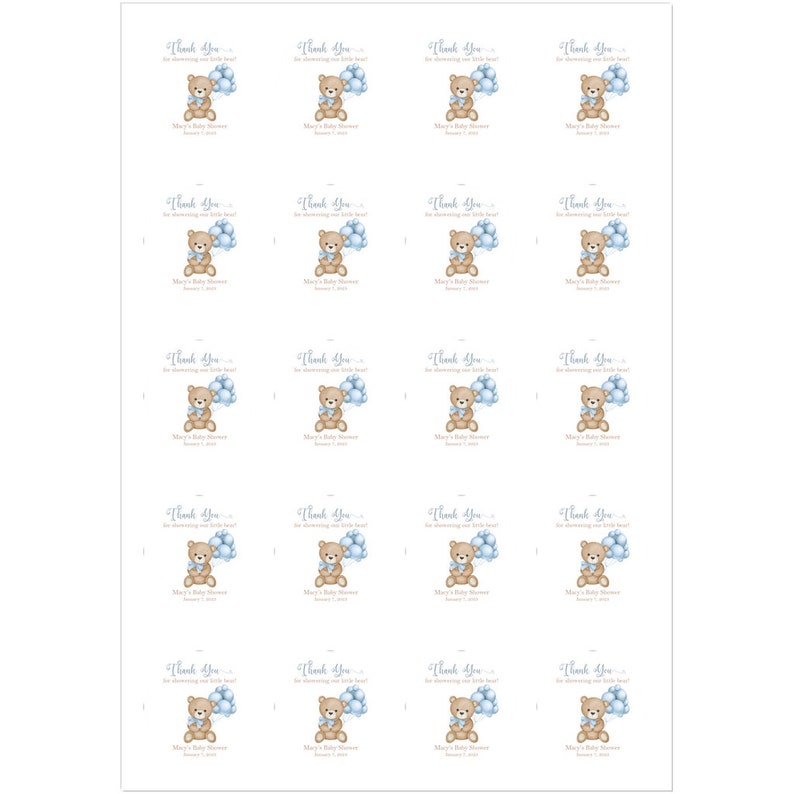 Teddy Bear Baby Shower Favor Labels Teddy Bear Stickers - Etsy