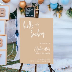 Boho Baby Shower Welcome Sign, Minimalist Baby Shower Sign, Neutral ...