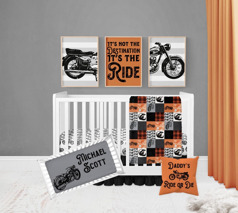 Motorcycle Crib Bedding Set, Baby Boy Bedding, Motorcycle Nursery ...