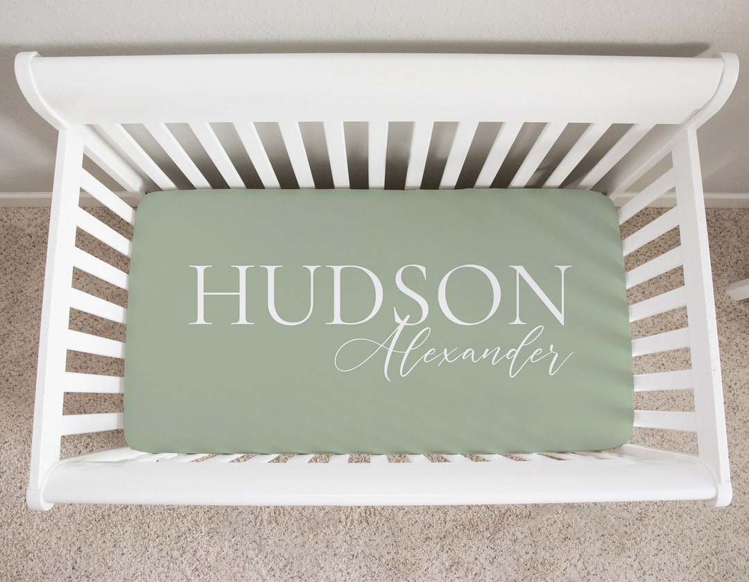 Personalized Baby Boy Crib Sheet, Sage Crib Sheets Boy, Baby Boy Crib ...