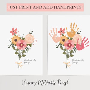 Flower Handprint Craft Art, Mothers Day Handprint Art Printable ...