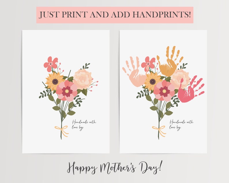 Flower Handprint Craft Art, Mothers Day Handprint Art Printable ...