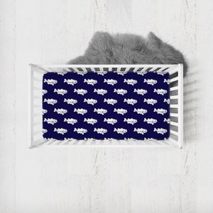 Fish Crib Sheet, Fishing Baby Nursery, Boy Crib Sheet, Navy Blue Crib ...
