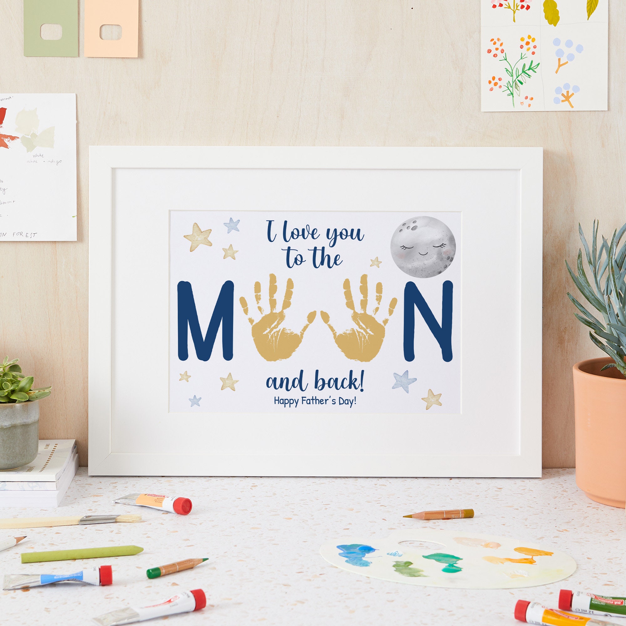 Fathers Day Printable Handprint Art for Dad, I Love You to the Moon and ...