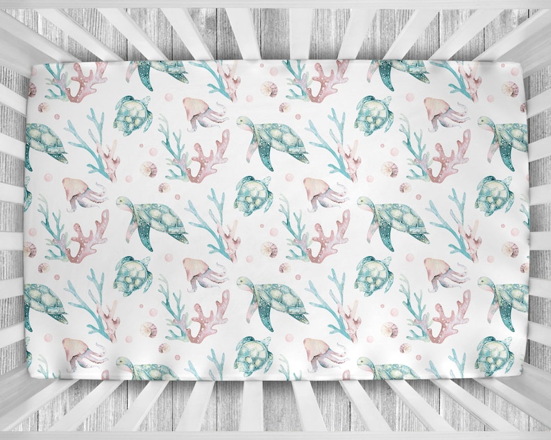 Ocean Crib Sheet Sea Turtle Crib Sheet Crib Sheets Girl Sea | Etsy