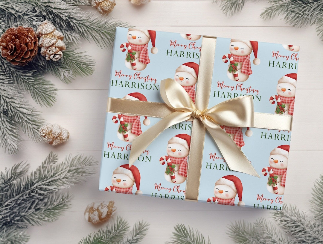 Personalized Christmas Wrapping Paper, Snowman Wrapping Paper, Custom ...