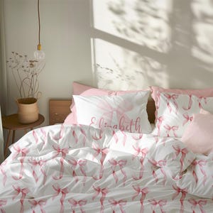 Coquette Bedding Set, Pink Bow Comforter, Bow Bedding Twin Bed, Girl ...