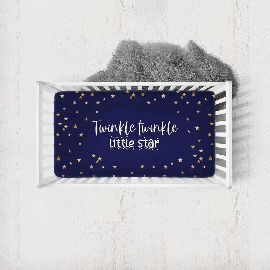 Twinkle Twinkle Little Star Crib Sheet, Stars Crib Bedding, Moon and ...