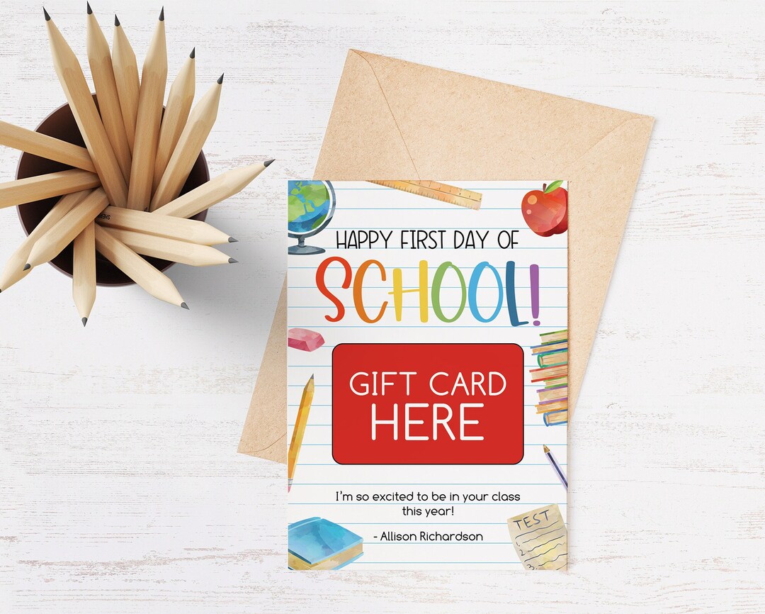 First Day of School Gift Card Holder, Back to School Teacher Gift Card ...
