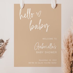 Boho Baby Shower Welcome Sign, Minimalist Baby Shower Sign, Neutral ...