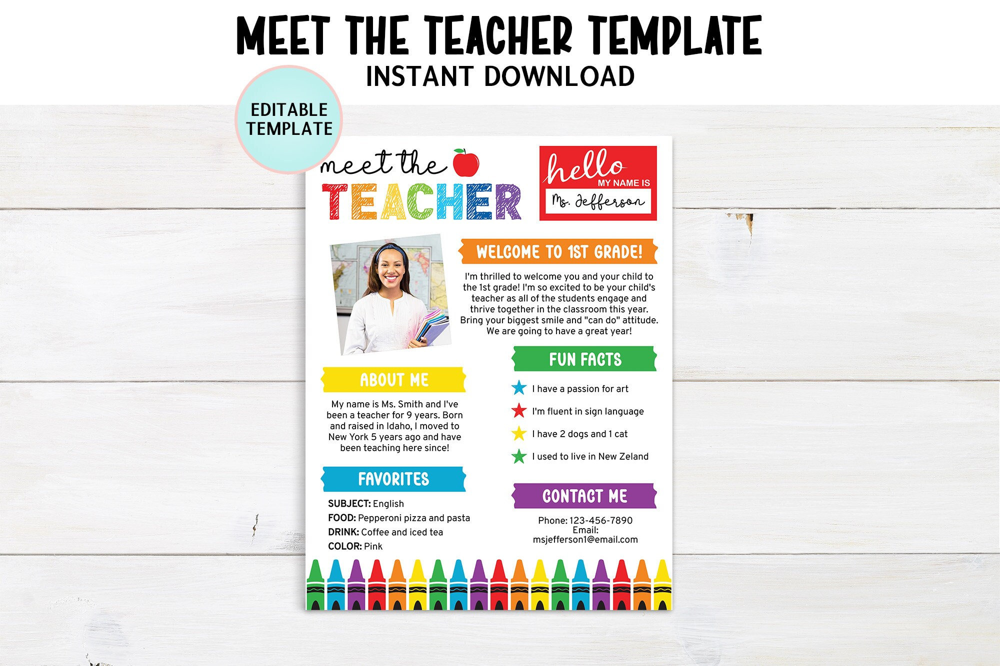 Rainbow Meet the Teacher Template, Editable Teacher Printable, Back to ...