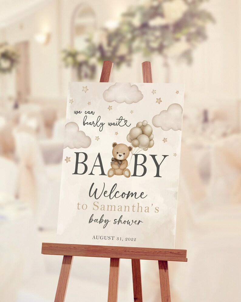 Teddy Bear Baby Shower Sign Bear Baby Shower Welcome Sign - Etsy