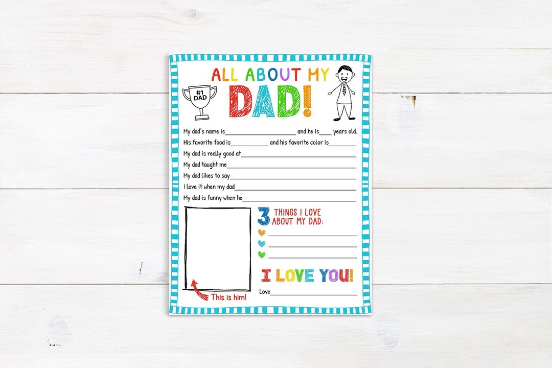 Fathers Day Gift, All About My Dad Printable, Dad Gift, Interview, Dad ...