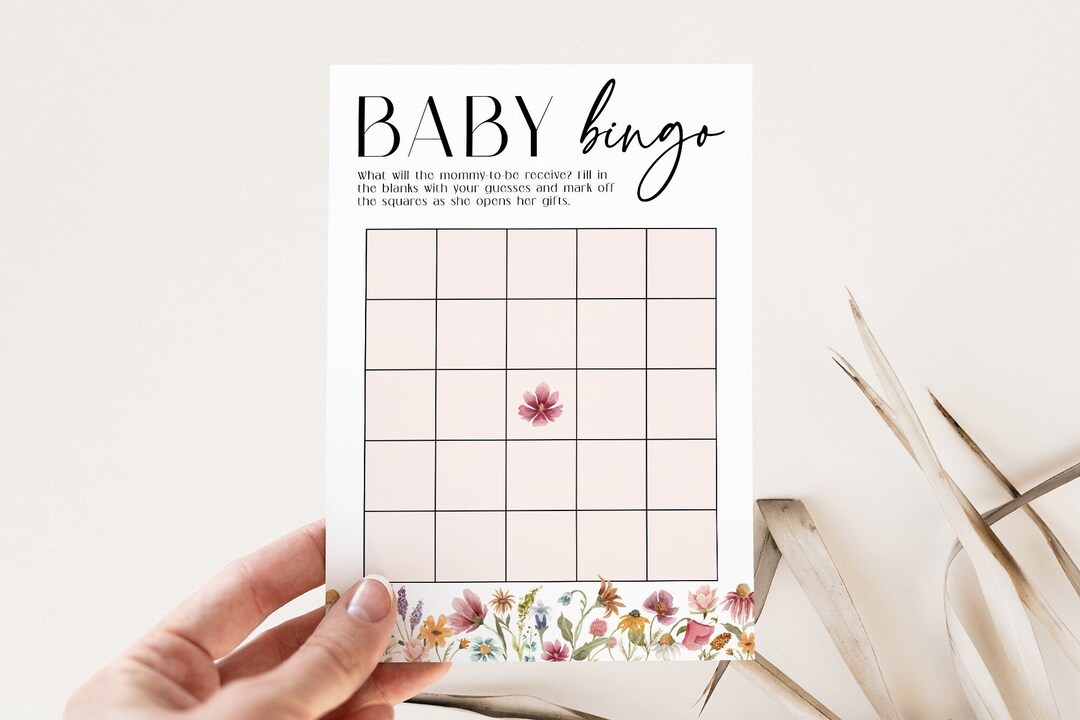 Baby Bingo Game, Wildflower Baby Shower Game Printable, Baby Shower ...