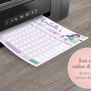 Printable Mermaid Reward Chart, Editable Mermaid Behavior Chart ...