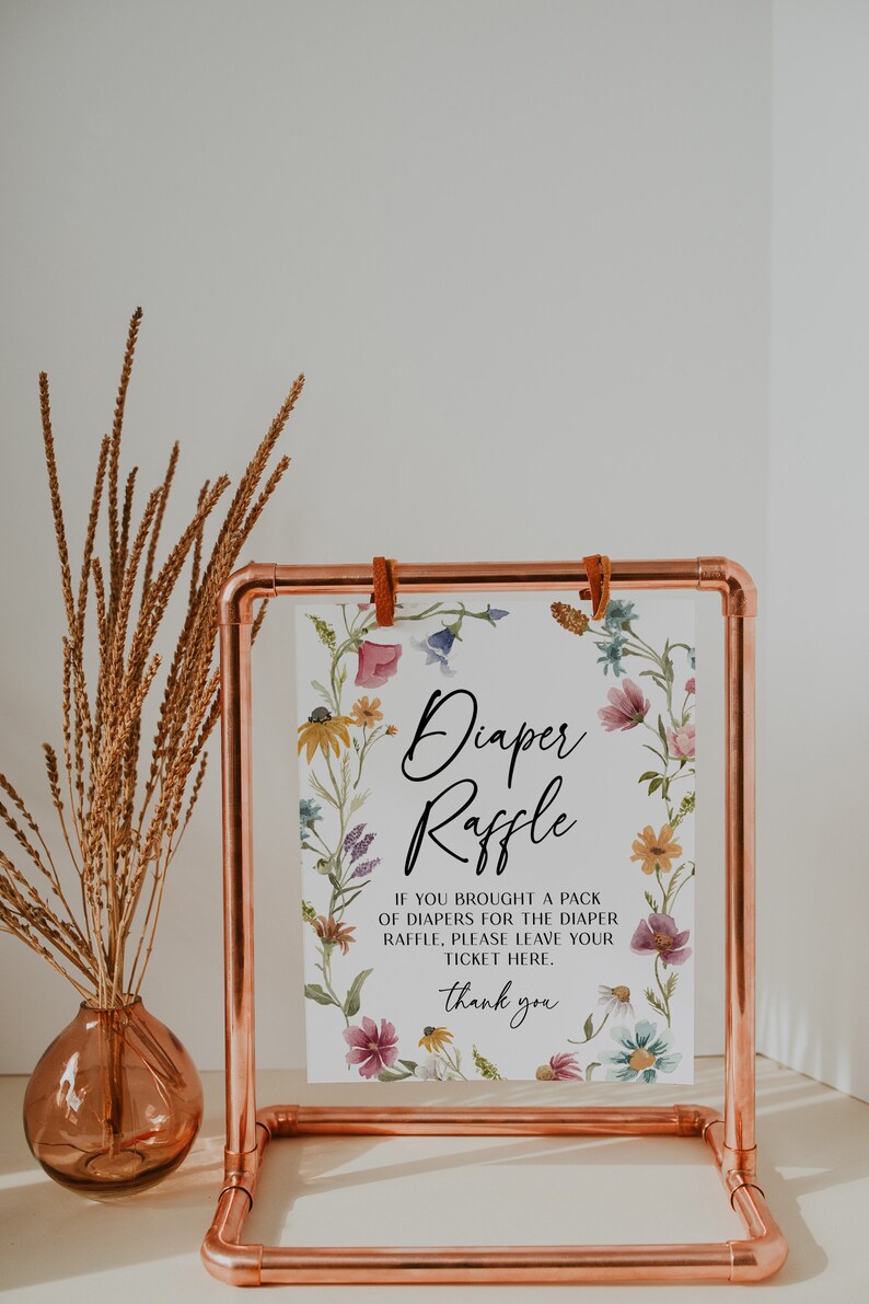 Diaper Raffle Sign Baby in Bloom Baby Shower Sign Wildflower - Etsy
