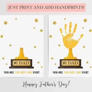 Trophy Handprint Art for Dad, Fathers Day Handprint Craft Printable ...