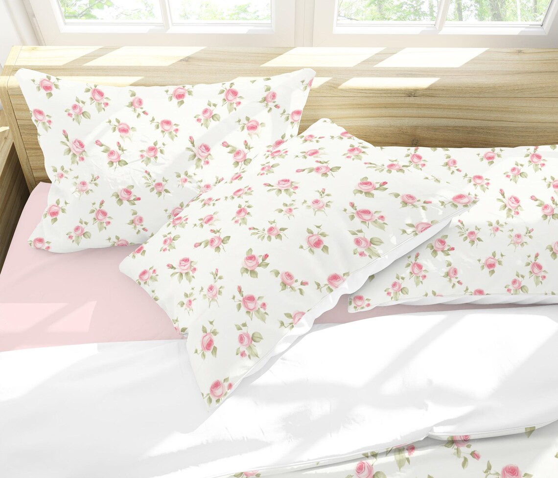 Pink Floral Bedding Set, Pink Rose Bedding Twin Bed, Dorm Bedding ...