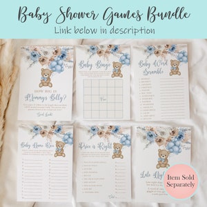 Teddy Bear Baby Shower Bingo, Baby Bingo Game, Printable Baby Shower ...
