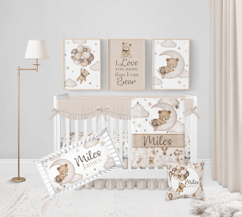 Teddy Bear Crib Bedding Set Boy Baby Boy Crib Bedding - Etsy