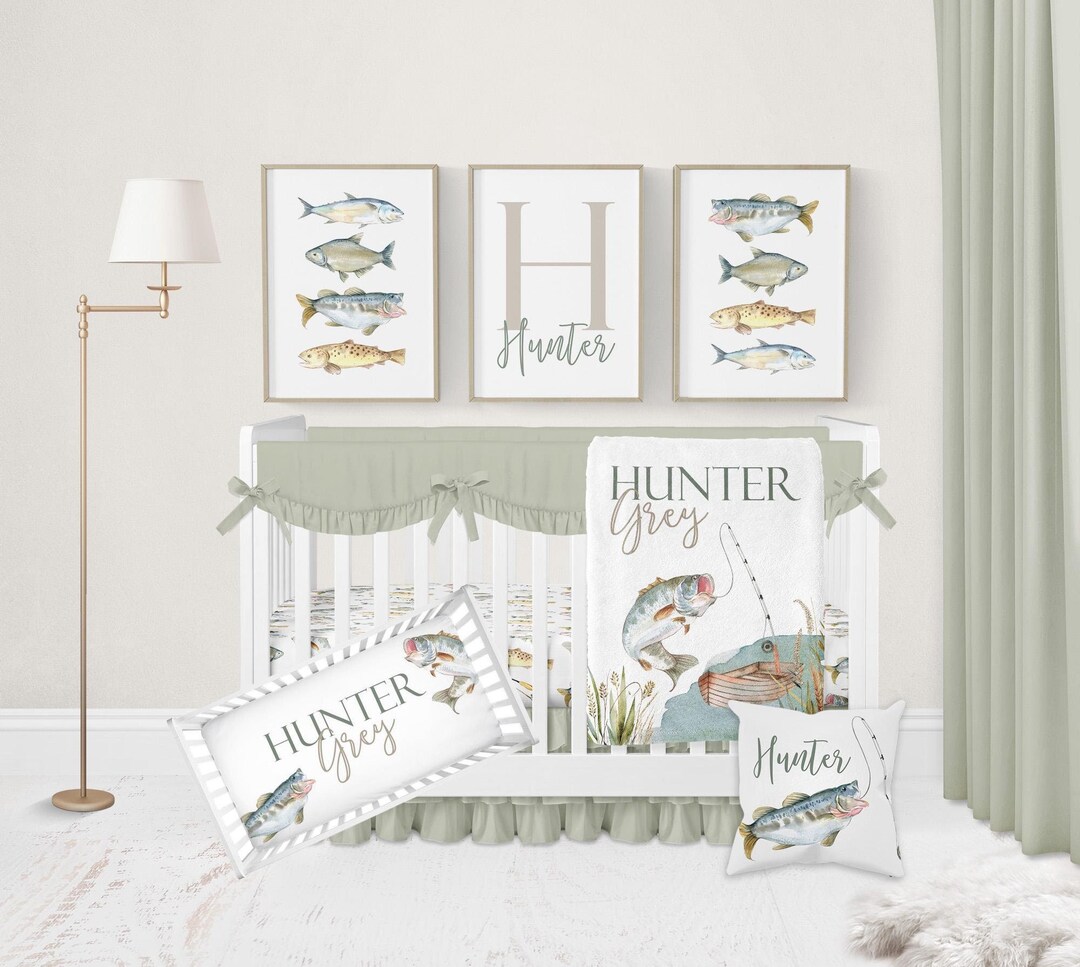 Fishing Crib Bedding Set Boy, Baby Boy Crib Bedding Set, Fishing ...
