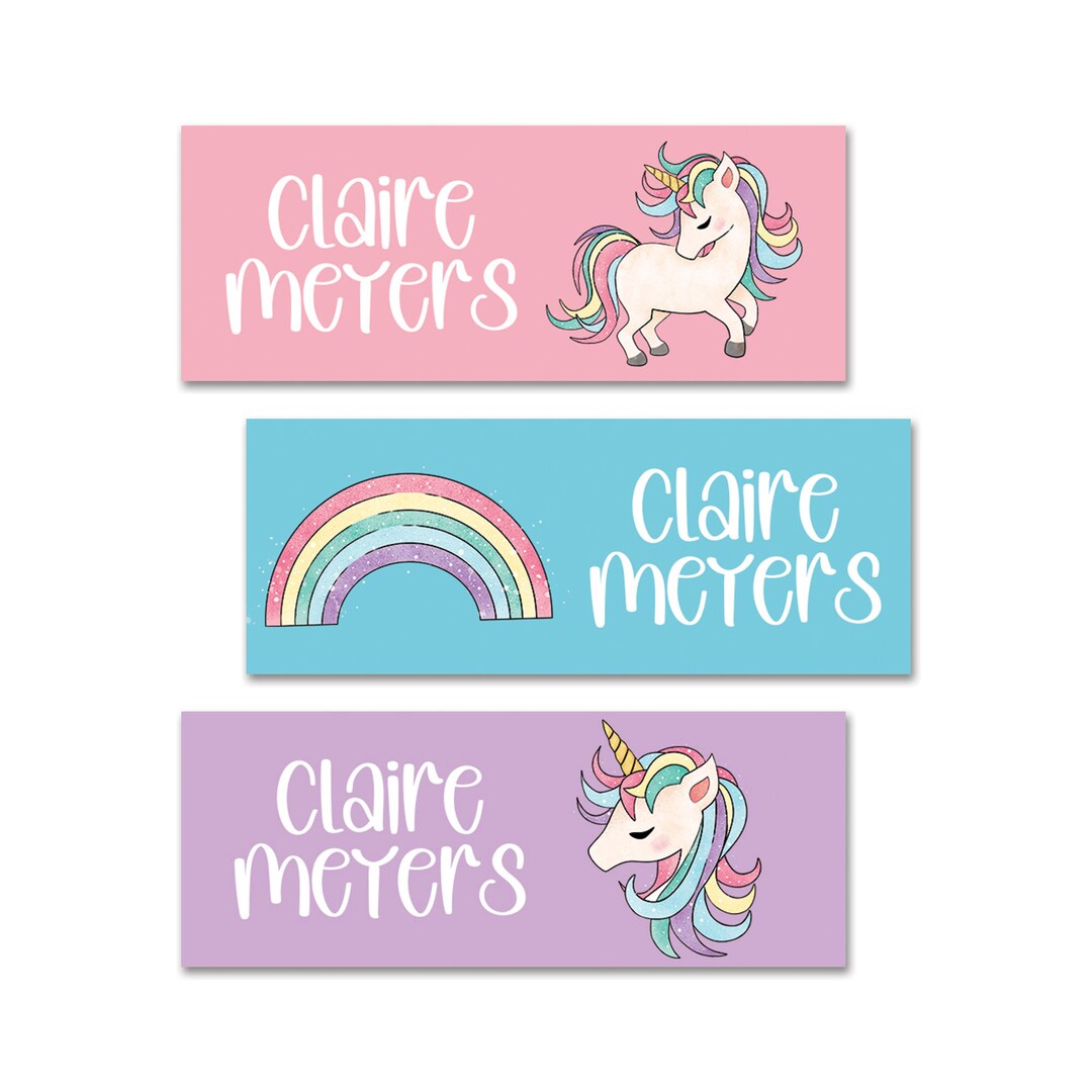 Unicorn Name Labels for School Supplies, Unicorn School Name Labels ...