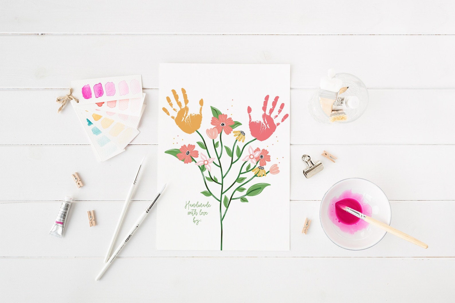 Mother's Day Flower Handprint Art Printable, Mothers Day Handprint Art ...