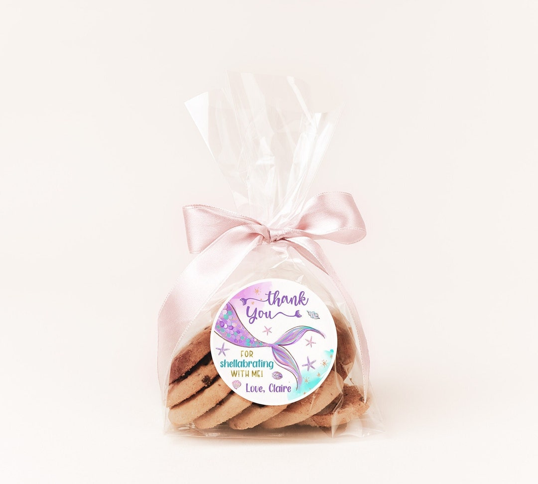 Mermaid Sticker for Birthday, Mermaid Birthday Favor Tag, Mermaid ...