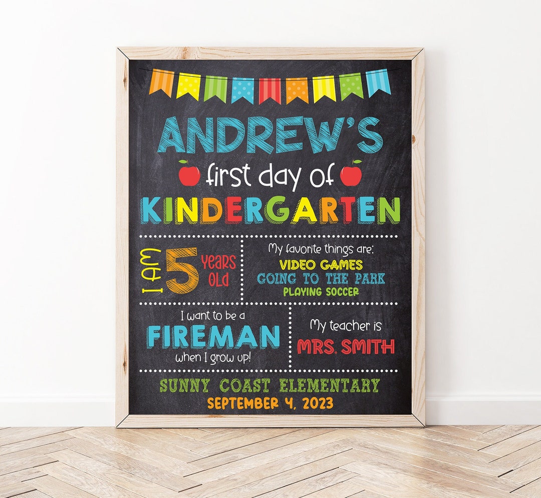 Chalkboard Back to School Sign, Editable First Day of School Chalkboard ...