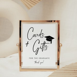 Graduation Cards and Gifts Sign, Editable Graduation Signs Printable ...