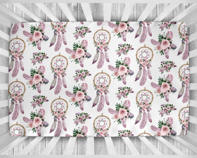 Boho Crib Bedding Set Girl Nursery Bedding Set Dreamcatcher | Etsy