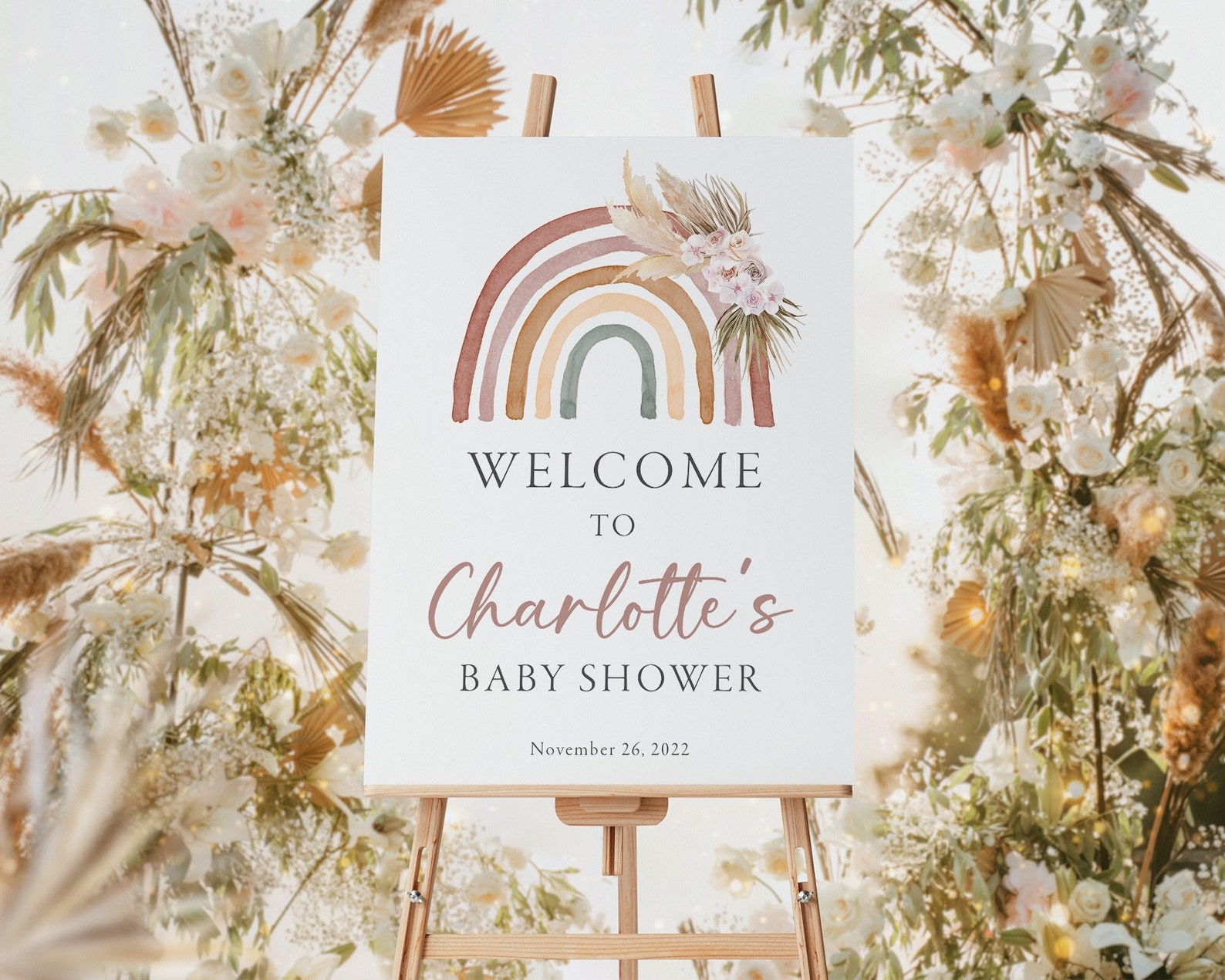 Boho Baby Shower Welcome Sign Rainbow Baby Shower Sign Girl - Etsy