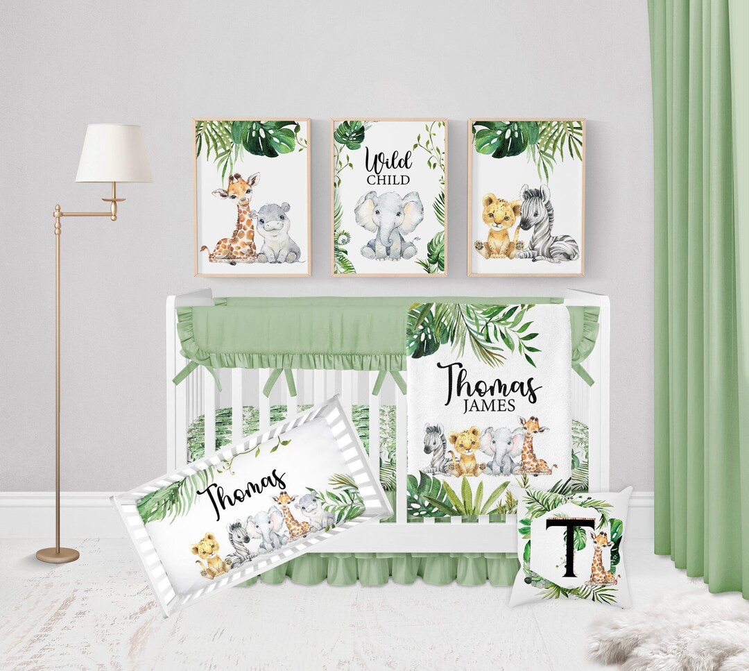 Safari Crib Bedding Set, Baby Boy Crib Bedding, Boy Safari Nursery ...