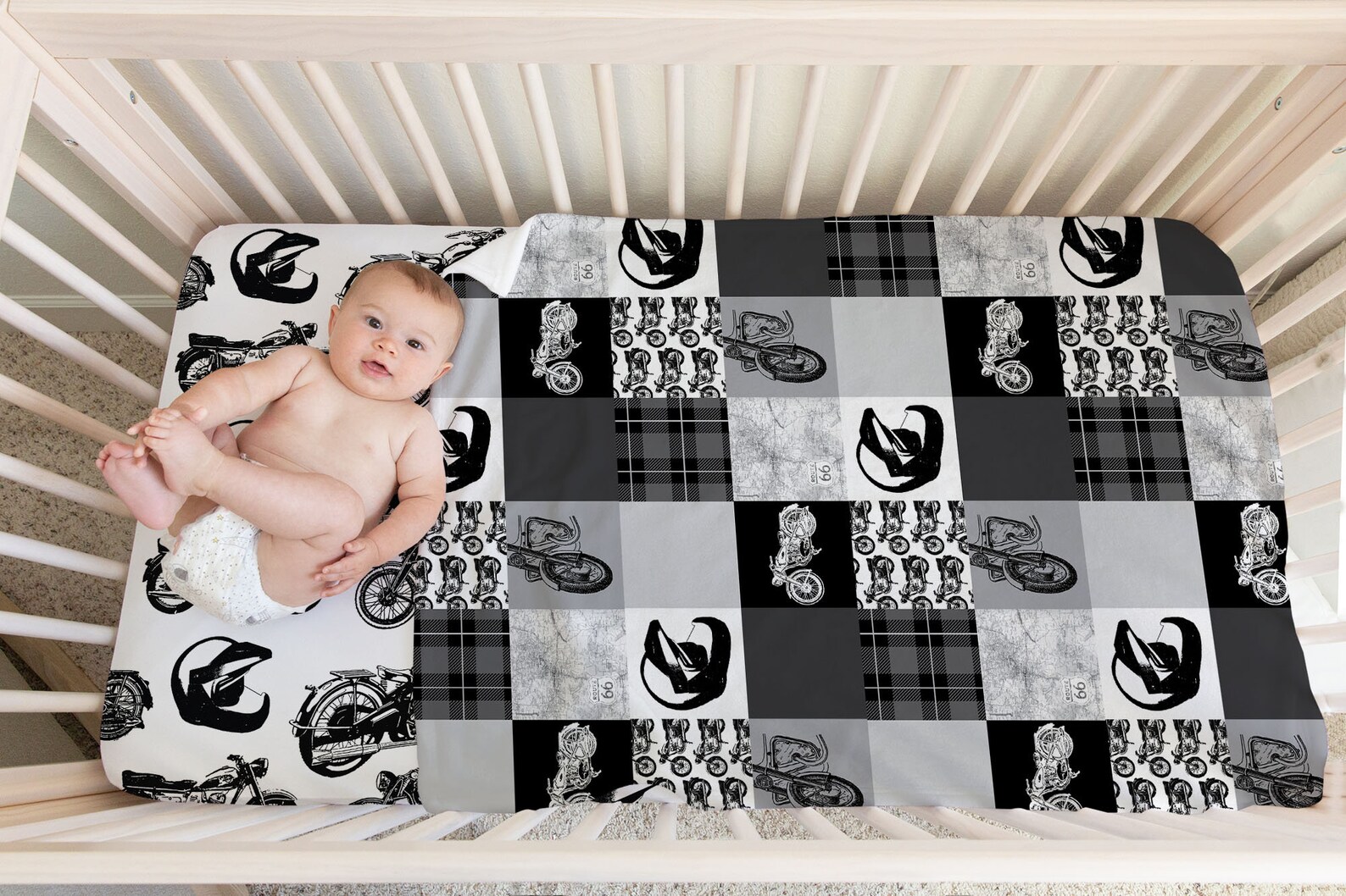 Baby Boy Crib Bedding Set Motorcycle Crib Bedding Set Boy - Etsy